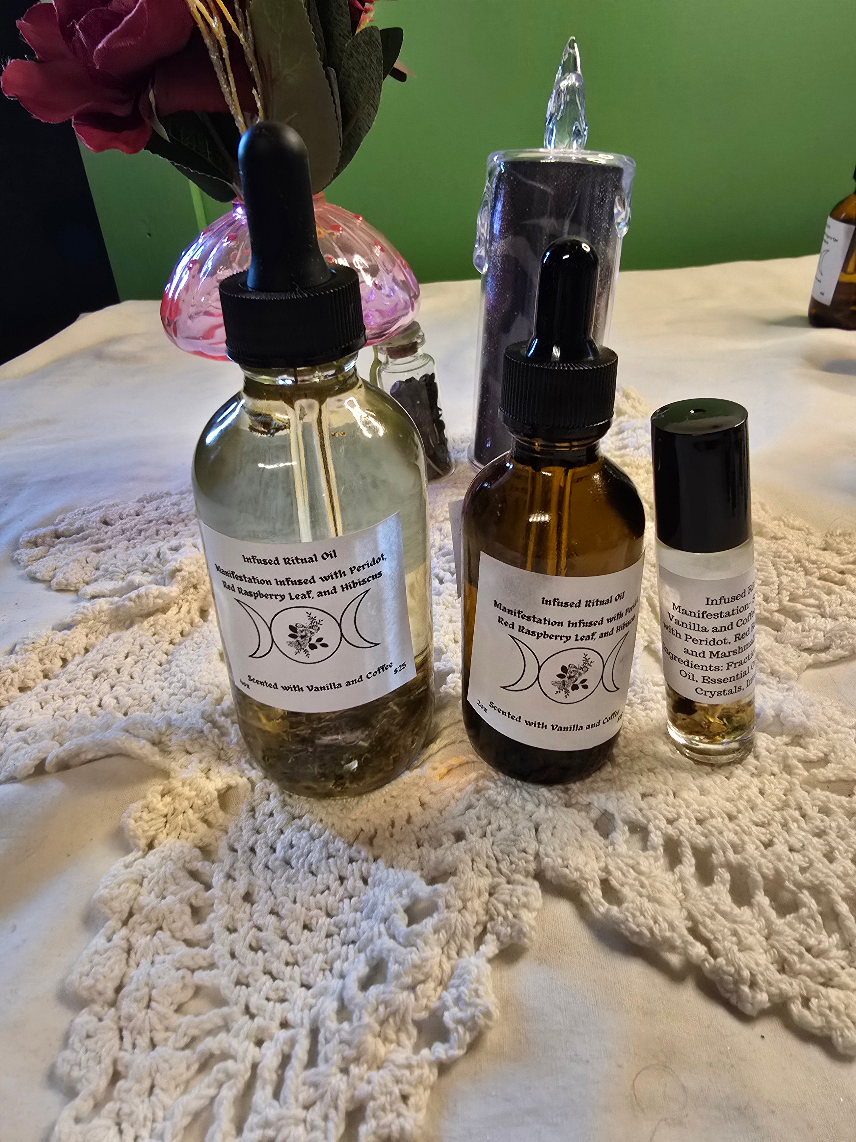 Manifestation Crystal Infused Ritual Oil – Chaotic Crystal Chick Co.